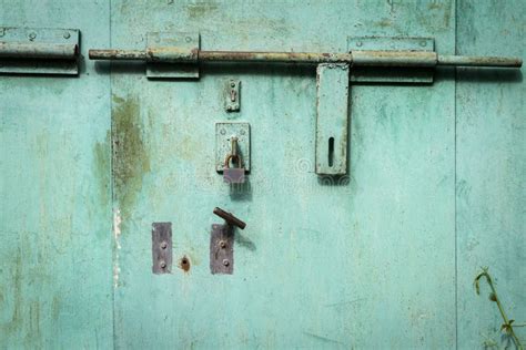 Old Grunge Metal Door With Padlock Stock Image Image Of Abstract