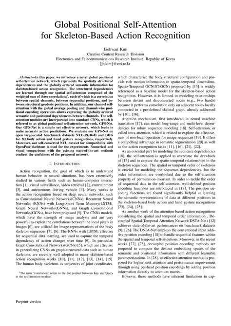 Pdf Global Positional Self Attention For Skeleton Based Action