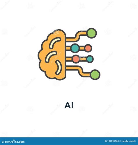 Ai Icon Artificial Intelligence Concept Symbol Design Brain With Electronic Neurons Machine