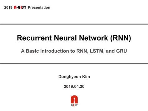 기초개념 Recurrent Neural Network Rnn 소개 Pdf
