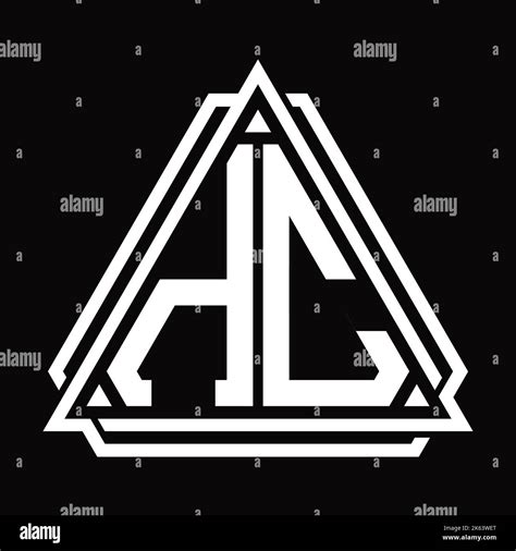 HC Logo Letter Monogram With Triangle Shape Design Template Isolated On Black Background Stock