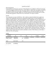 Analysis Of Weight Loss By Exercise Type In A Study Group Of Course Hero