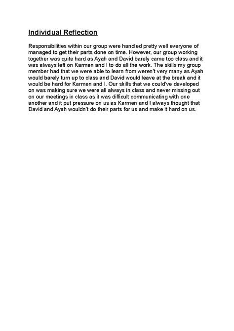 Individual Reflection Individual Reflection Responsibilities Within