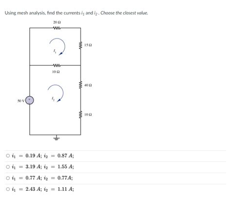 Solved Using Mesh Analysis Find The Currents In And I2 Chegg Com