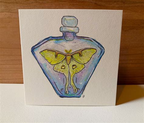 Watercolor And Ink Luna Moth Print Etsy