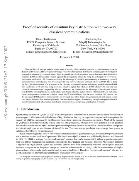 Pdf Proof Of Security Of Quantum Key Distribution With Two Way