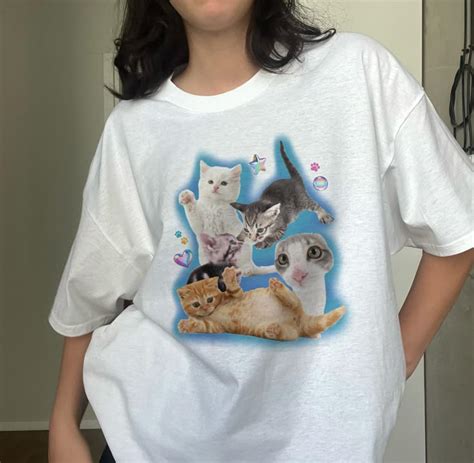 Y2k Silly Cat Shirt Tee 90s Aesthetic Cat Meme Tshirt Trashy Y2k