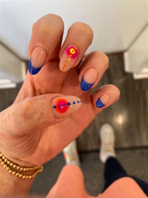 Summer Oval Nails Neon Gel Nails Hippie Nails Acrylic Nails