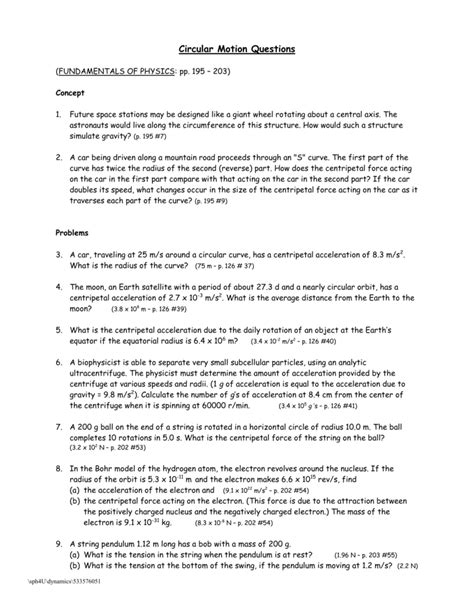 Circular Motion Questions