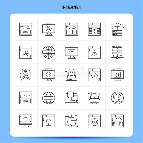 Outline 25 Internet Icon Set Vector Line Style Design Black Icons Set