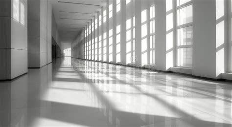 Modern Hallway With Natural Light And Shadows In A Sleek Building