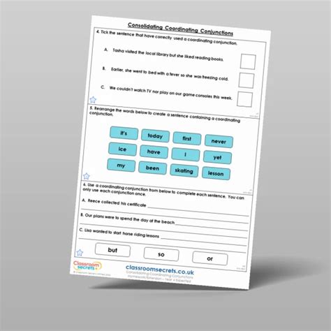 Year 4 Consolidating Coordinating Conjunctions Homework 2 Resource Classroom Secrets