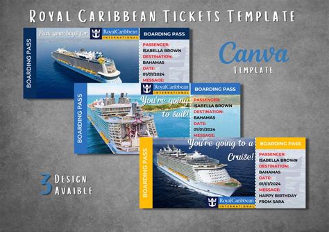 Editable Royal Caribbean Cruise Surprise Tickets Templates Printable