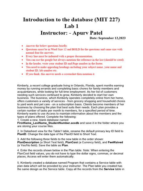 Lab 1 Week 2 Download Free Pdf Table Database Databases