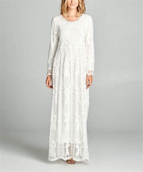 White Lace Long Sleeve Maxi Dress Women Long Sleeve White Maxi