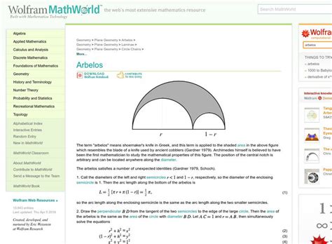 Wolfram Math World Arbelos Handout For 9th 10th Grade Lesson Planet