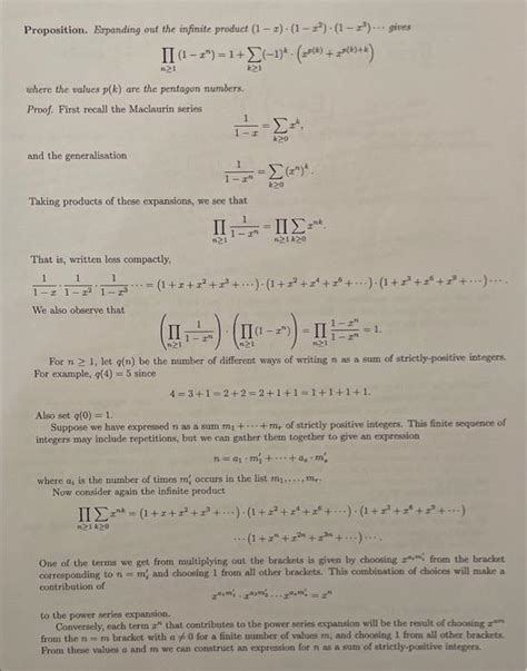 Proposition Expanding Out The Infinite Product Chegg