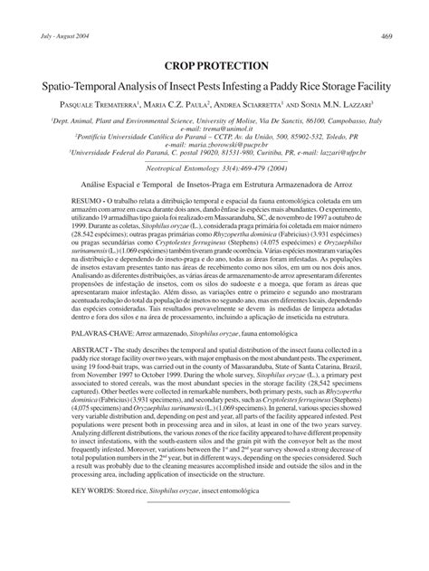 Pdf Spatio Temporal Analysis Of Insect Pests Infesting A Paddy Rice Storage Facility