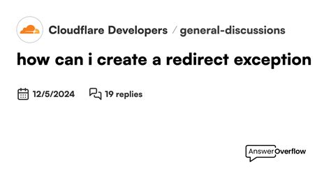 How Can I Create A Redirect Exception Cloudflare Developers