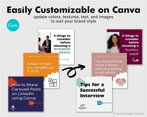 Linkedin Carousel Templates Canva Square Linkedin Canva Template