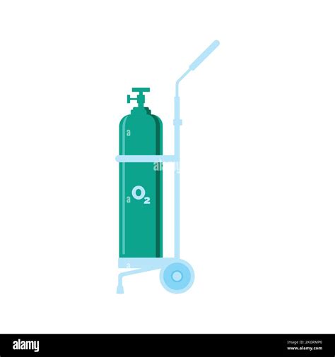 Color verde Cilindro de oxígeno equipo médico con ilustración de vector