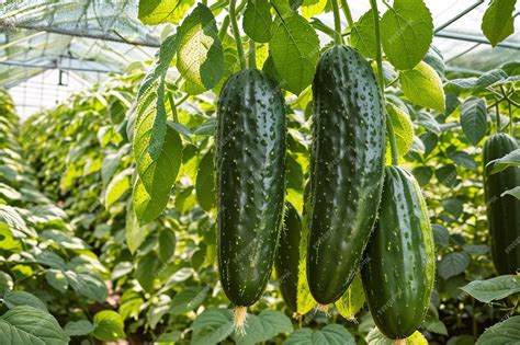 Premium Photo Growing Cucumbers In Industrial Agricultural