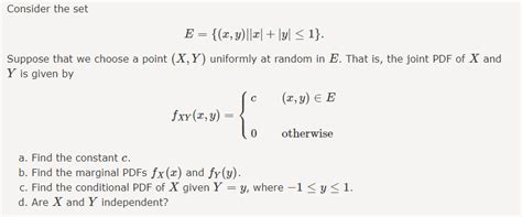 Solved Consider The Set E X Y X Y1 Suppose That We Chegg Com