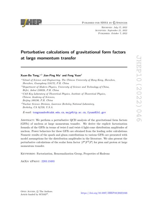 Pdf Perturbative Calculations Of Gravitational Form Factors At Large Momentum Transfer