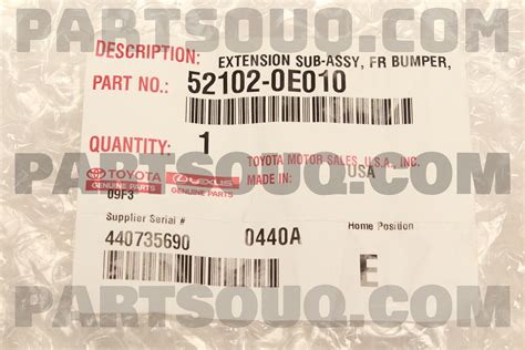EXTENSION SUB-ASSY 521020E010 | Toyota Parts | PartSouq