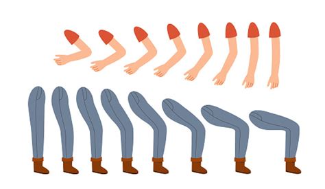 여성 농부 건설자 농사와 농업을 가진 소녀 애니메이션 제작을 위한 키트입니다 다리와 손의 팩 캐릭터의 커스터마이징 플랫 벡터