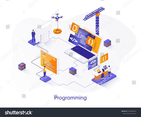 Programming Isometric Web Banner Full Stack Stock Vector Royalty Free Shutterstock