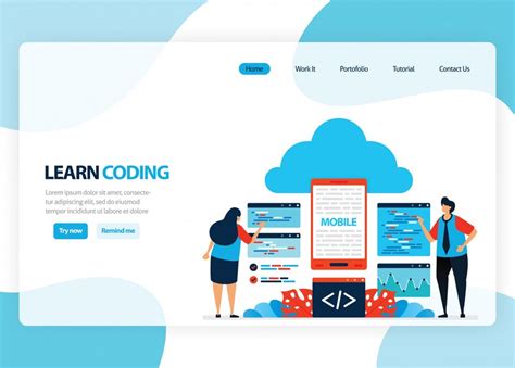 Premium Vector Homepage For Learning Programming And Coding Application Development With A