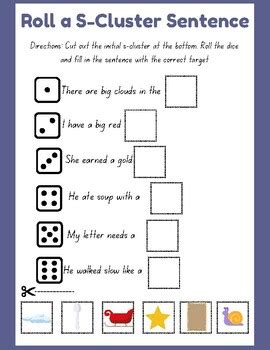 S And S Cluster Articulation Roll Worksheet By Slpchristie Tpt