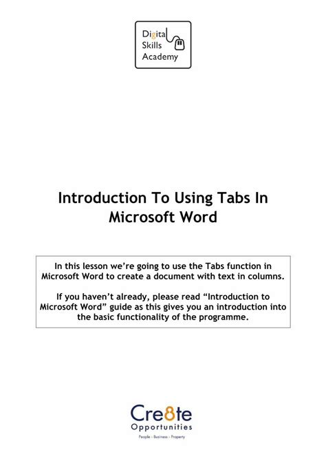 PDF Introduction To Using Tabs In Microsoft Word DOKUMEN TIPS