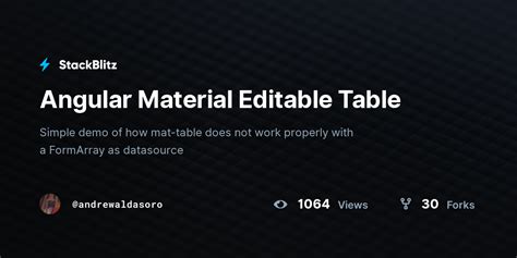 Angular Material Editable Table Stackblitz