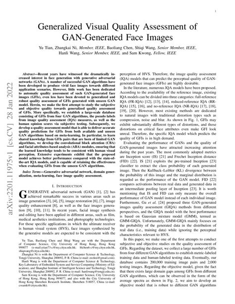 generalized visual quality assessment of gan generated face images deepai