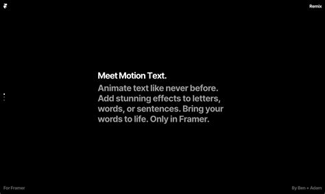 Motion Text Effect Framer Component Free Remix