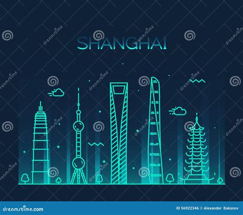 Shanghai Skyline Silhouette