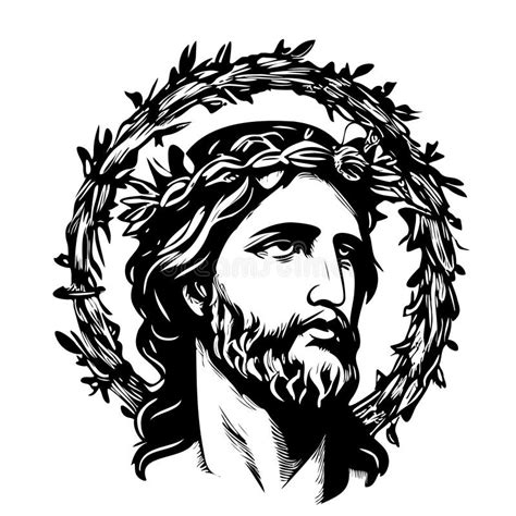 Jesus Christ Face Silhouette Art Vector Design Stock Illustrations
