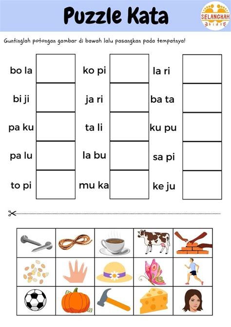 Lembar Belajar Tk Belajar Membaca Puzzle Kata Kindergarten Math