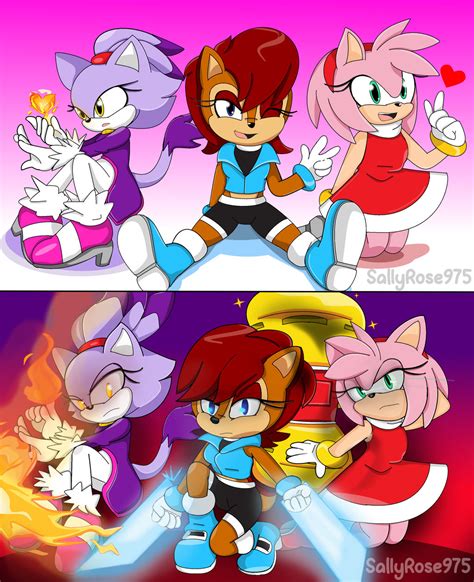 Sonic Girls Amy Blaze And Sally By Sallyrose975 On Deviantart
