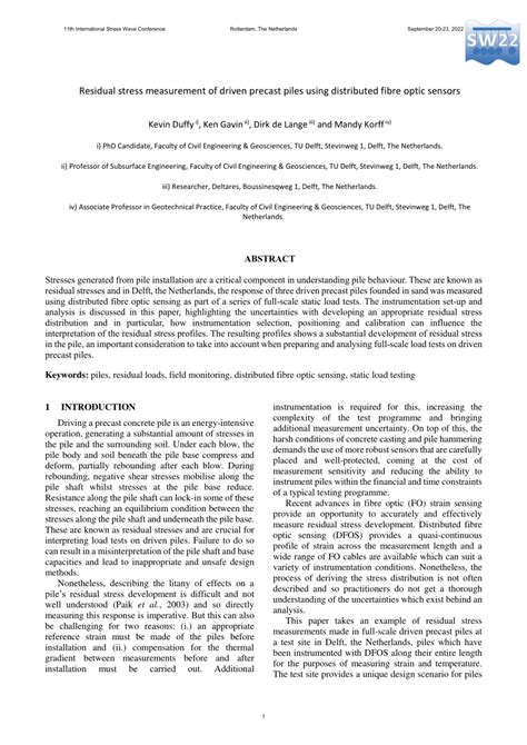 Pdf Residual Stress Measurement Of Driven Precast Piles Using Distributed Fibre Optic Sensors