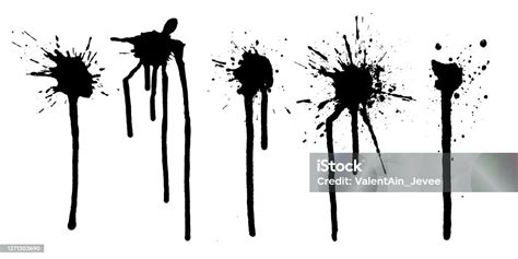 벡터 흑백 잉크 스플래시 얼룩 및 브러시 스트로크 스팟 스프레이 얼룩 스패터 스플래터 물방울 드롭 잉크 방울 브러쉬 페인트 스팟 스프레이 얼룩 그런지 질감 의 요소 디자인