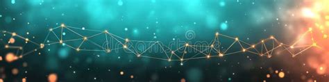 Abstract Network Data Visualization With Turquoise Graph Line And Golden Nodes Electronic
