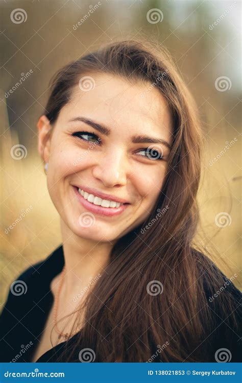 A Beautiful Brunette Girl Smiling Autumn Art Photo Stock Image Image Of Makeup Feminine