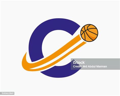 이니셜 편지 C 농구 로고 개념은 움직이는 농구 아이콘입니다 바스켓 볼 로고 타입 기호 Championship에 대한 스톡 벡터 아트 및 기타 이미지