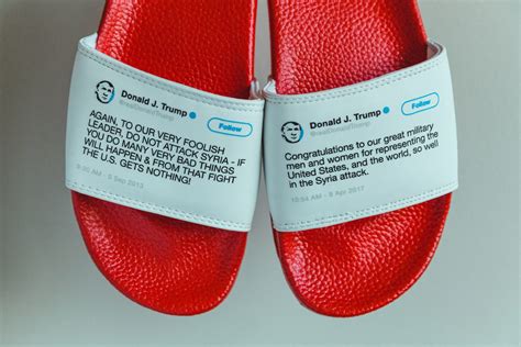 Trumps Contradictory Tweets Emblazoned On President Flip Flops