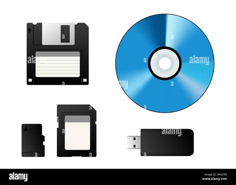 Different Storage Devices Evolution Of Technology Floppy Disk Compact Disc Memory Card