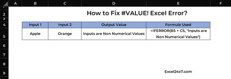 how to fix value excel error excel24x7