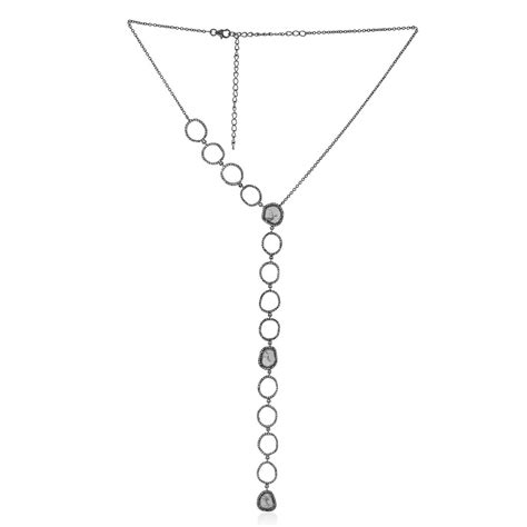 Pave Diamond Lariat Necklace 925 Sterling Silver Chain Necklace